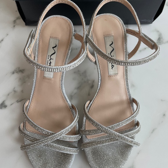 Nina | Shoes | Nina Textured Metallic Velcro Ankle Strap Lowheel ...